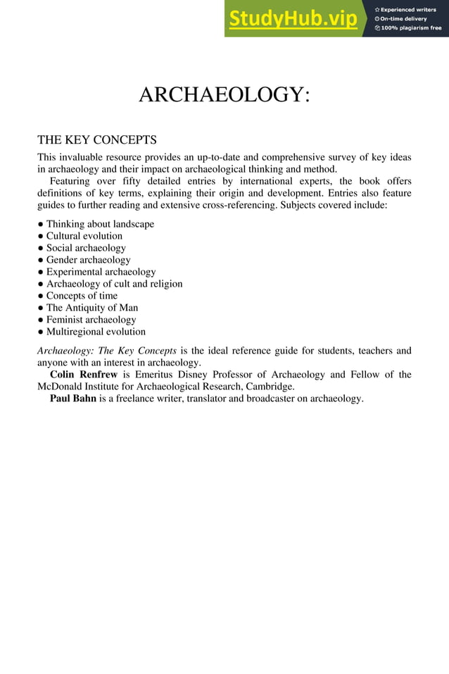 ARCHAEOLOGY THE KEY CONCEPTS | PDF