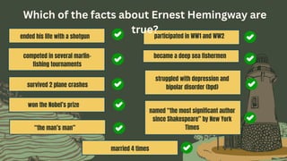 Ernest Hemingway Biography and works "The old man and the sea" | PPT