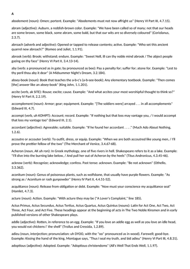 Archaic words in Shakespeare plays and sonnets.docx