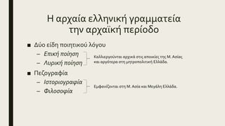 Αρχαϊκή Εποχή: Γράμματα | PPSX