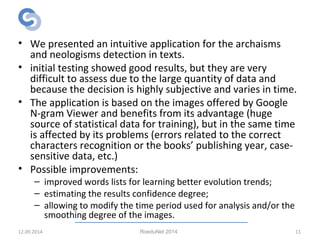Archaisms and neologisms identification in texts | PPT | Computing ...
