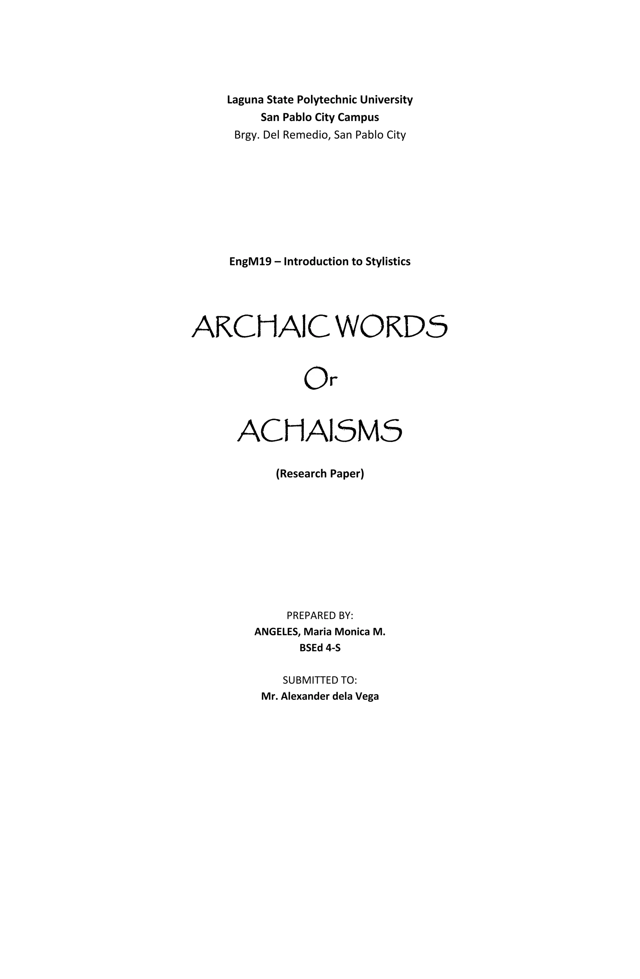 Archaisms | DOCX