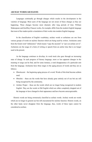 Archaisms | DOCX