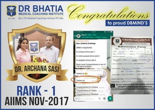 Dr. Archana Sasi RANK – 1DBMCI | PPT