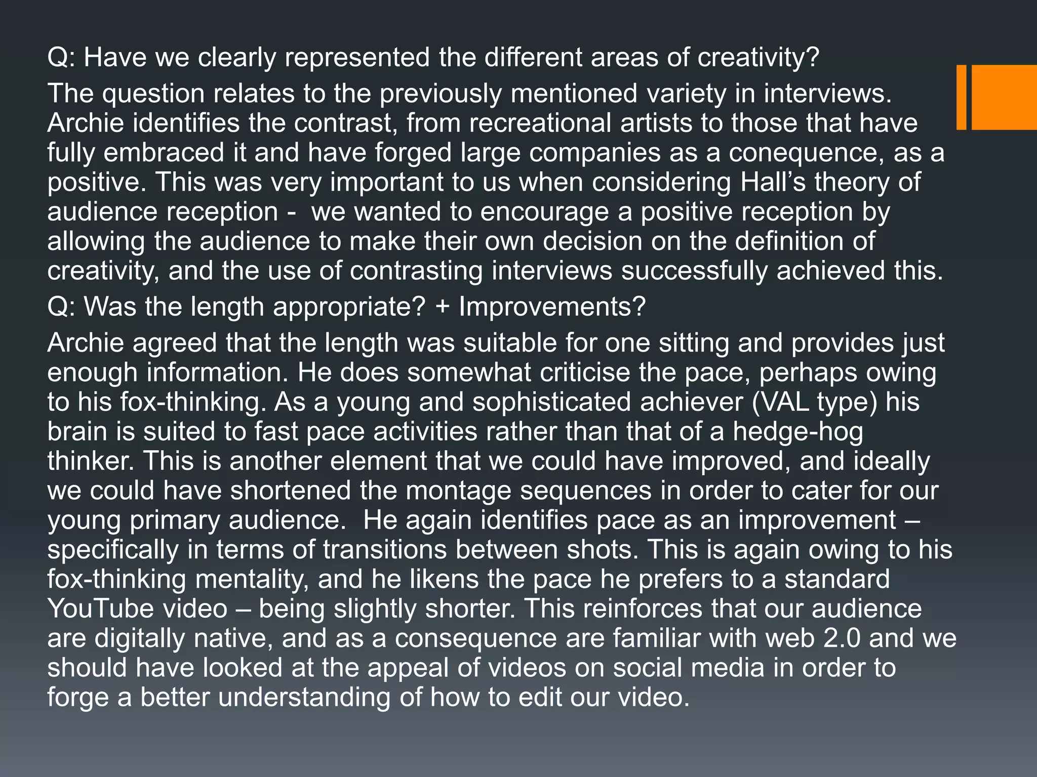 Arch analysis | PPTX | Documentary | Genres