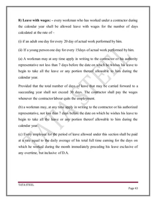 tata steel project on "contract labour management" | DOCX