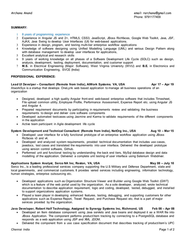 Archana resume 2019 | PDF