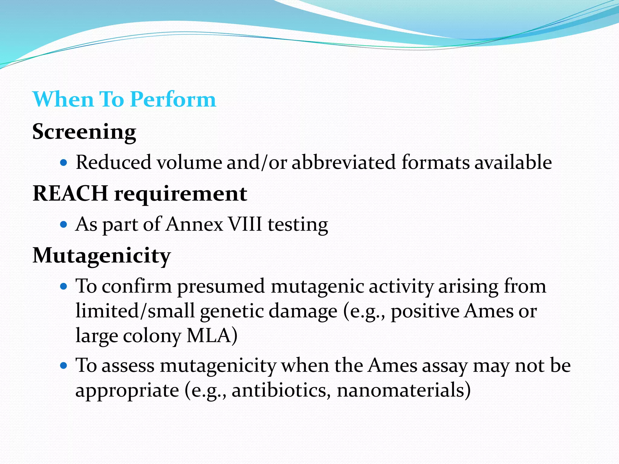 Mutagenicity, Carcinogenicity, Genotoxicity Tests | PPTX