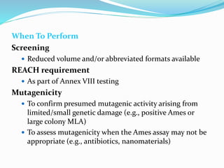 Mutagenicity, Carcinogenicity, Genotoxicity Tests | PPTX