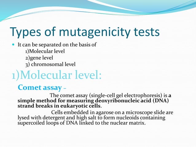Mutagenicity, Carcinogenicity, Genotoxicity Tests | PPTX