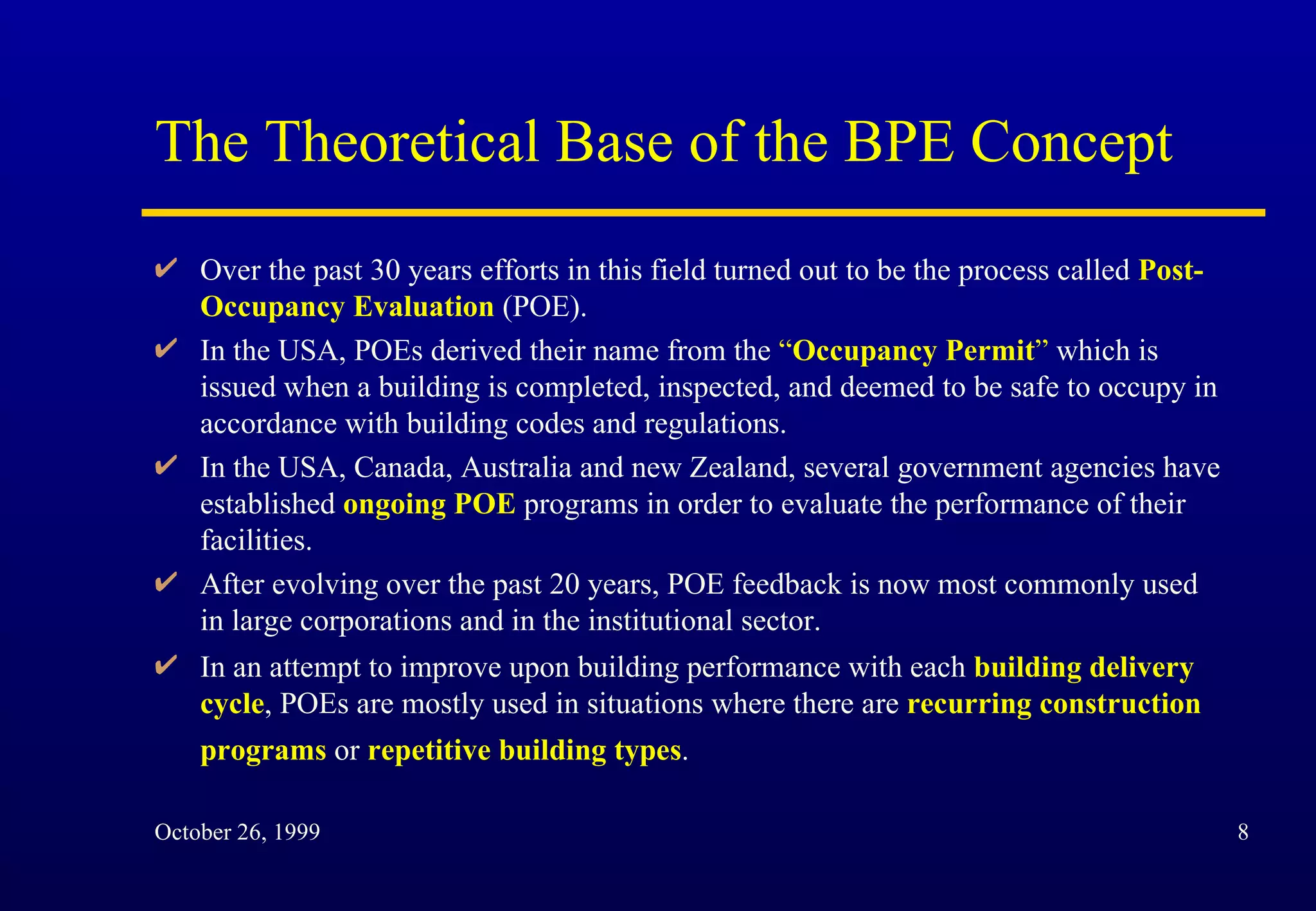 Building Performance Evaluation - Post Occupancy Evaluation | PPT