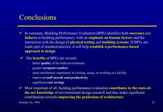 Building Performance Evaluation - Post Occupancy Evaluation | PPT