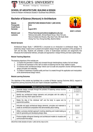 Arch design studio 1 module outline | PDF