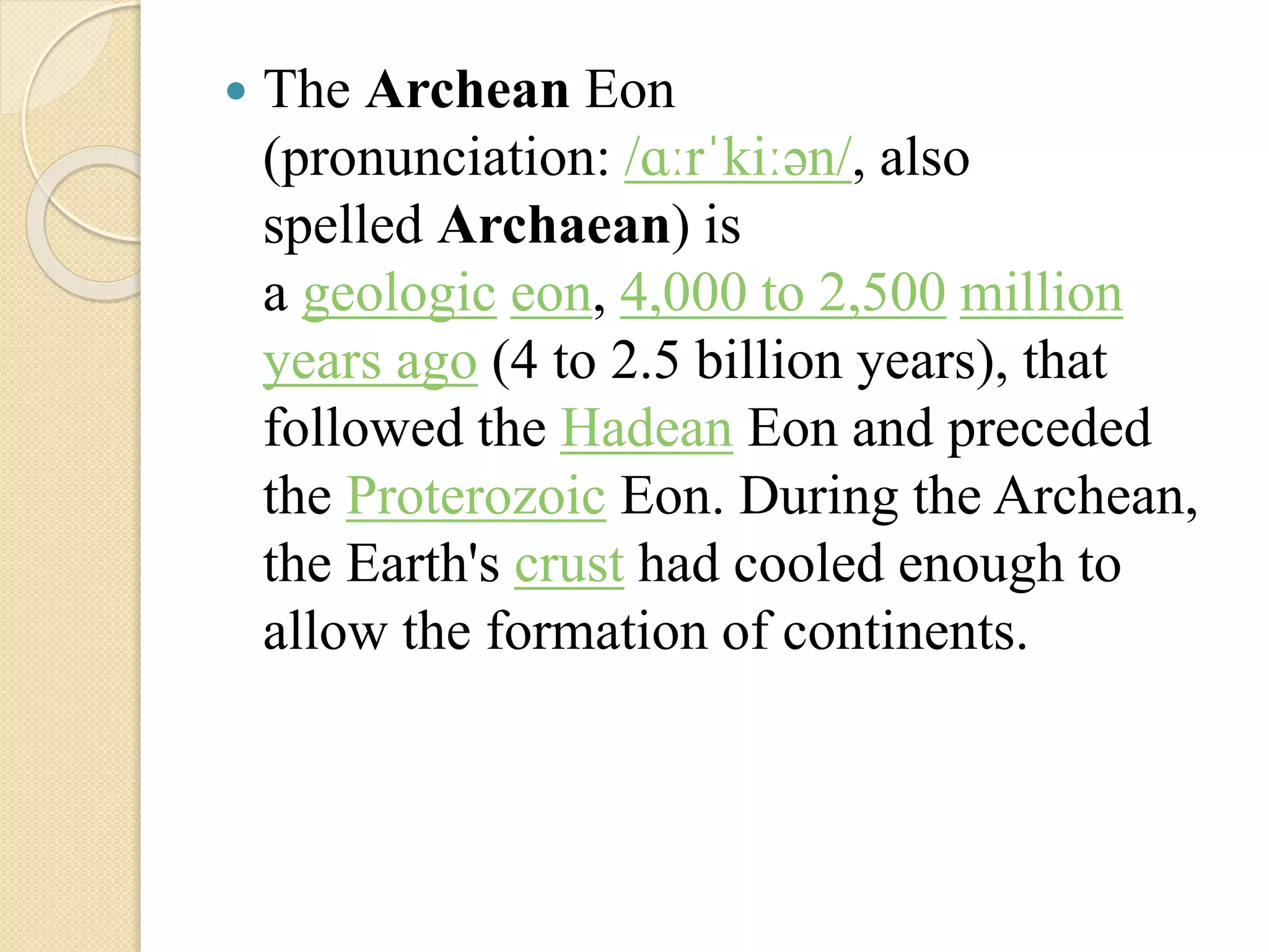 Archean eon | PPTX