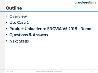 ArcherGrey ENOVIA V6 Product Uploader rev 2 2016 | PDF