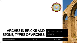 Arches in Bricks and stone, Types of Arches | PDF