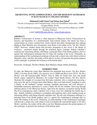 ARCHETYPAL MYTH GODDESS DURGA AND THE RESILIENT MATRIARCH IN RANI ...