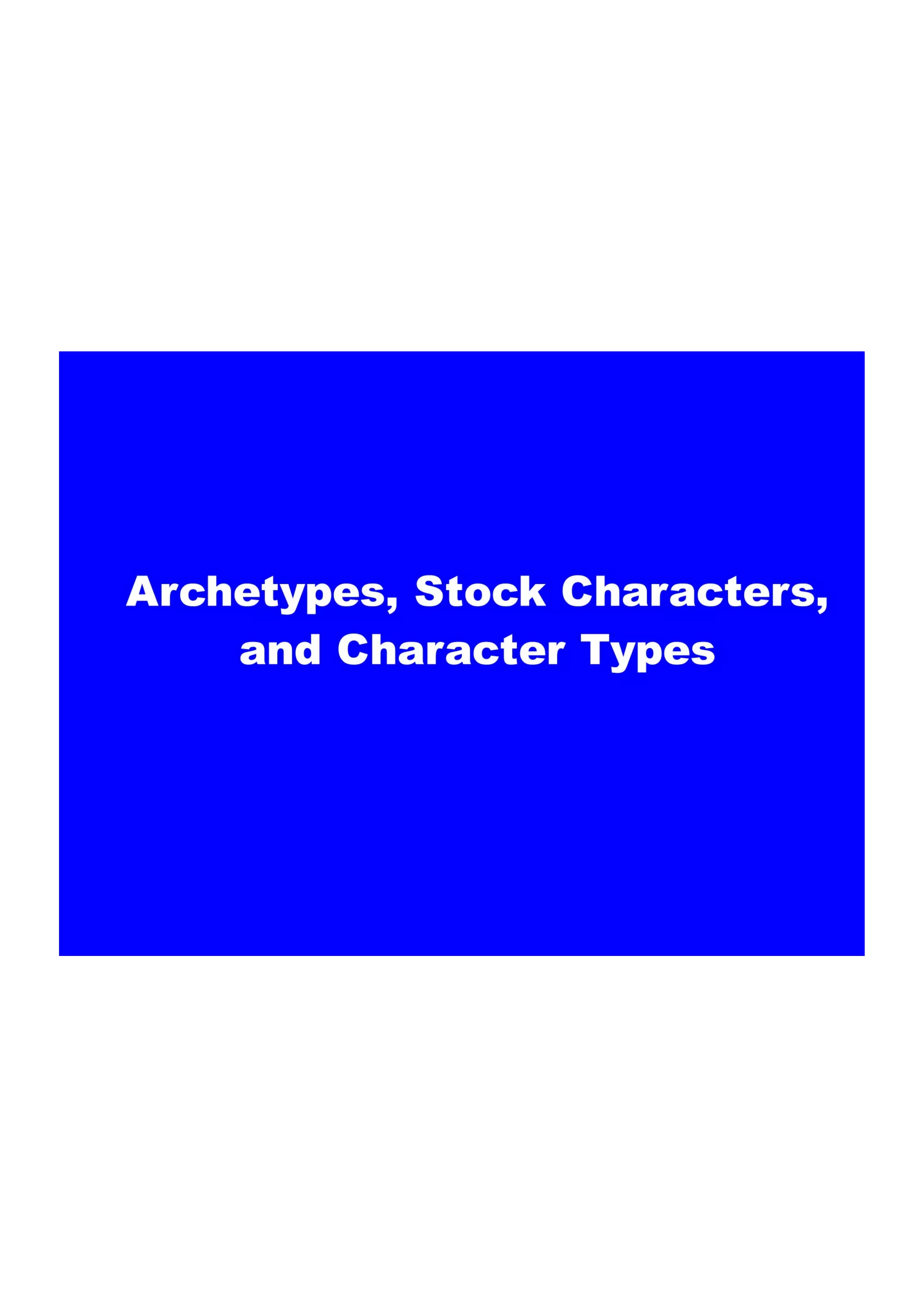 Archetypes in theatre | PDF