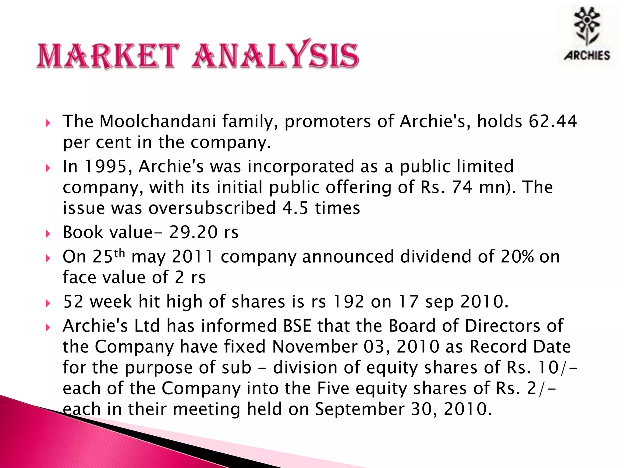 Archies ppt (1)(1) | PPTX | Business Accounting & Finance | Business