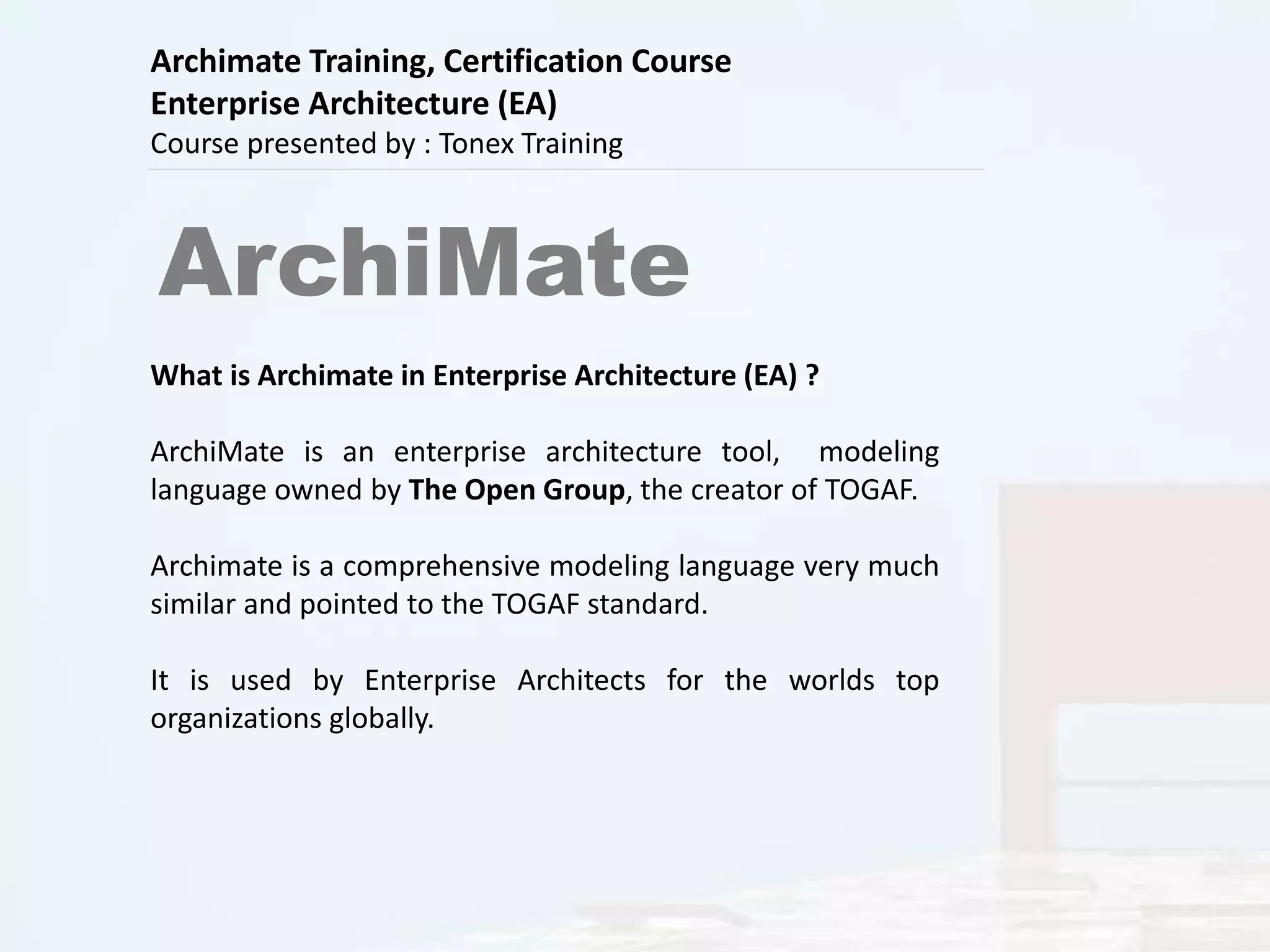 ArchiMate Training, Enterprise Architecture (EA), ArchiMate 3 ...
