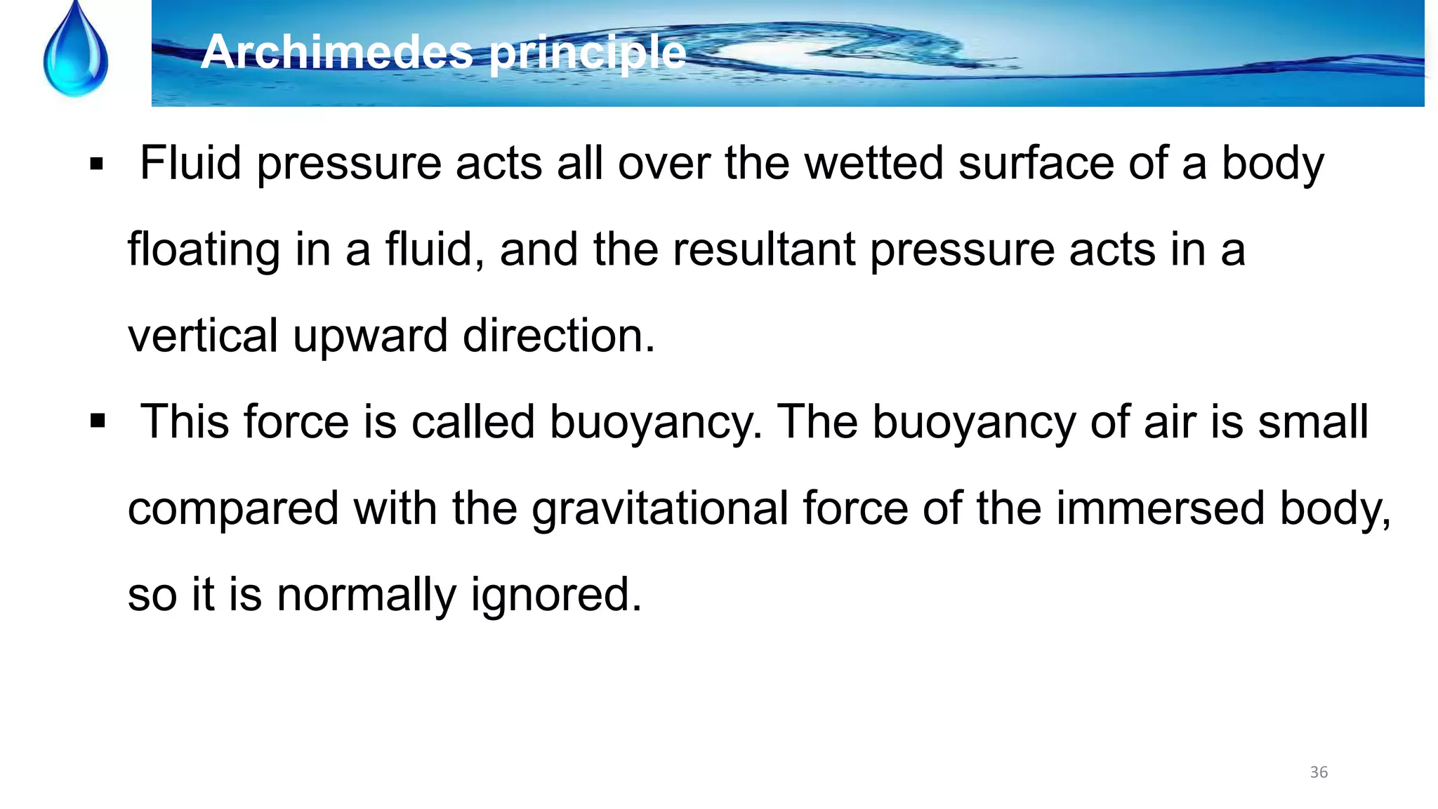 Fluid mechanic: Archimedes and buoyancy's principles | PDF