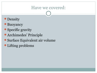 Archimedes principle | PPT | Scuba Diving | Extreme Sports