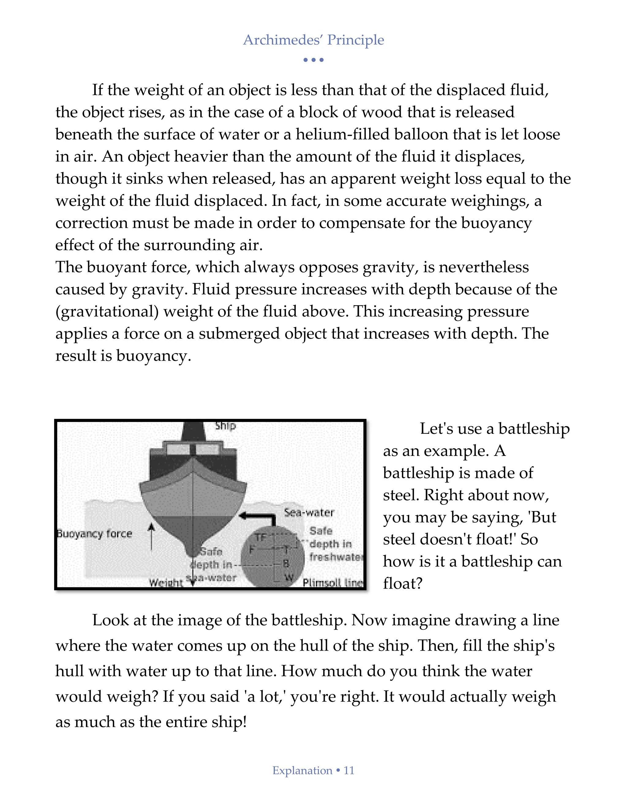 Physics Project on Archimede's Principle Class 11 | PDF