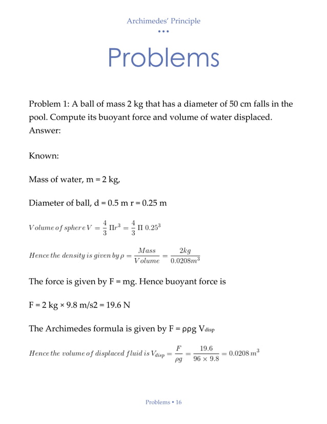Archimedes' principle (Class XI Physics Investigatory Project) | PDF