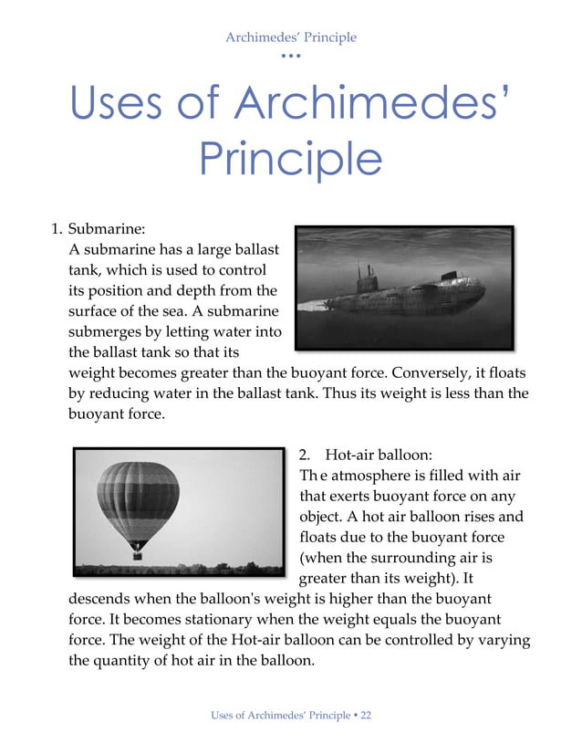 Archimedes' principle (Class XI Physics Investigatory Project) | PDF