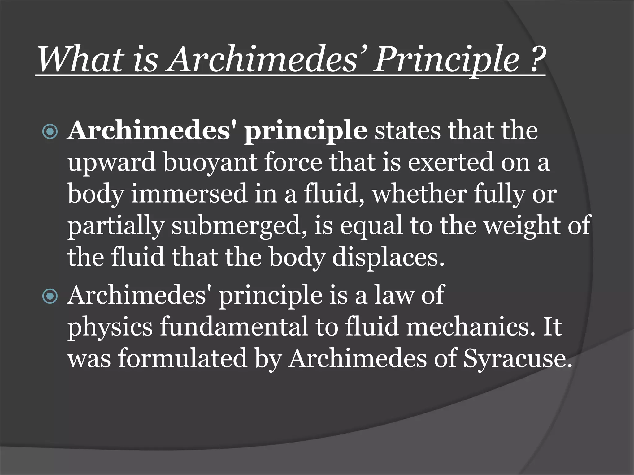 Archimedes' principle explained | PDF