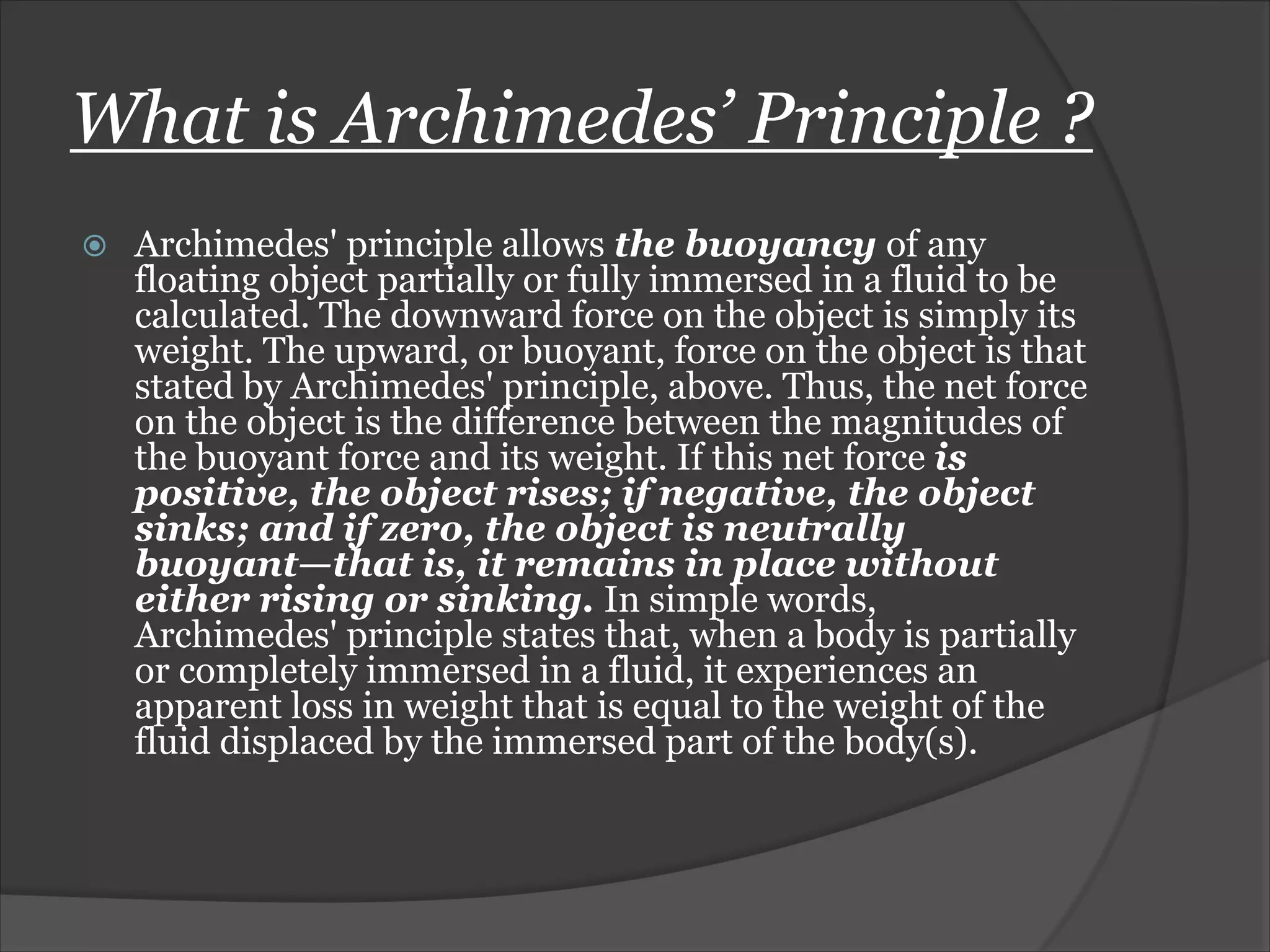 Archimedes' principle explained | PDF