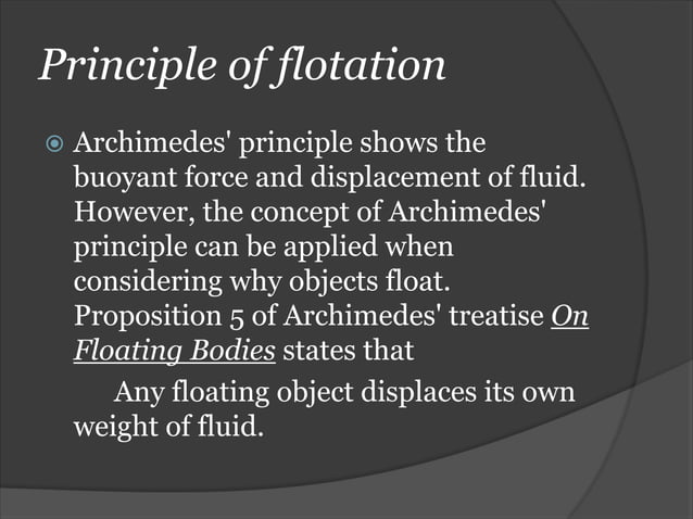 Archimedes' principle explained | PDF | Chemistry | Science