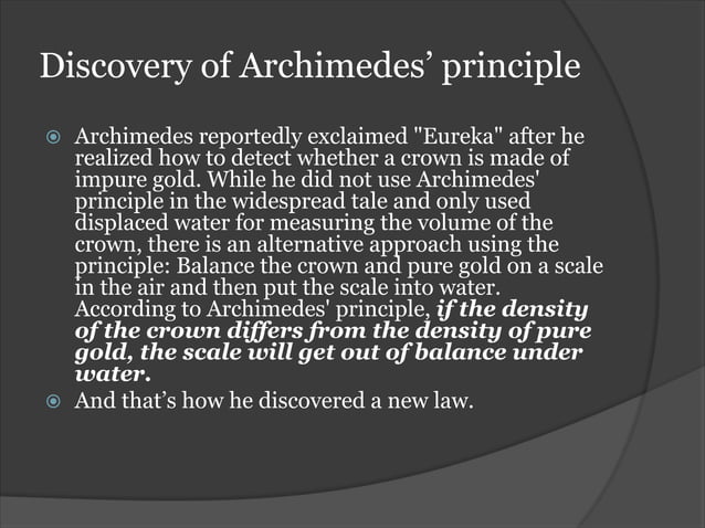 Archimedes' principle explained | PDF | Chemistry | Science
