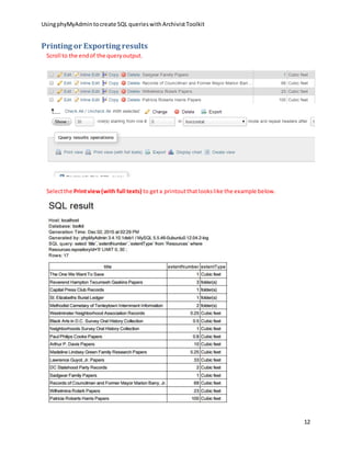 Archivists toolkit SQL - a tutorial | PDF