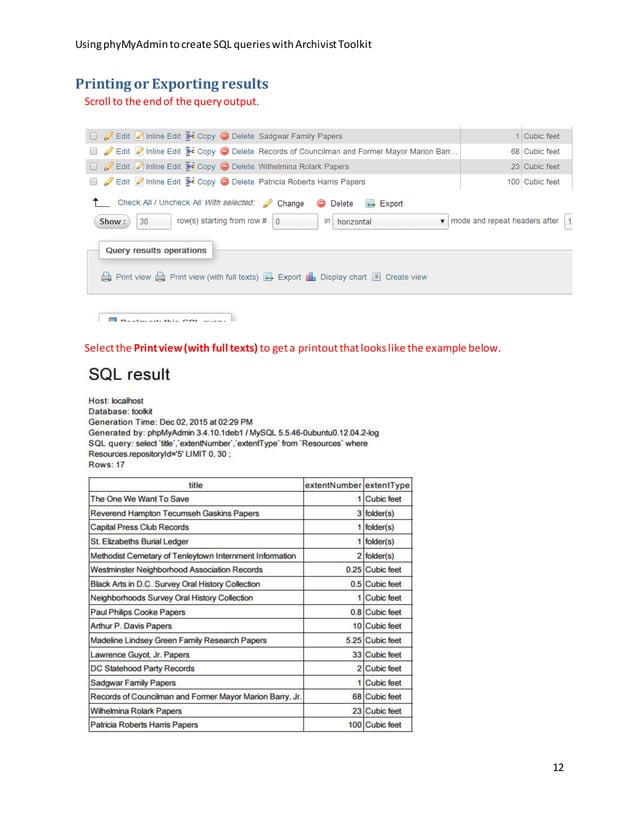 Archivists toolkit SQL - a tutorial | PDF
