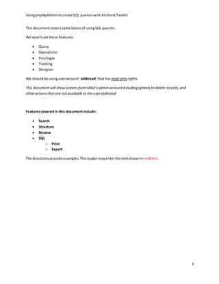 Archivists toolkit SQL - a tutorial | PDF