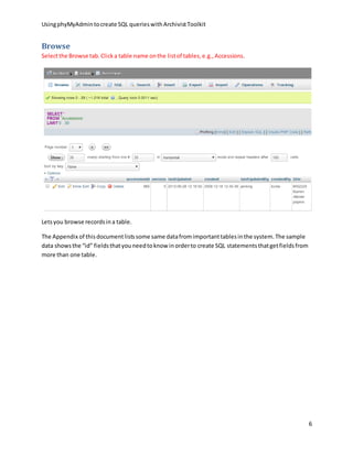 Archivists toolkit SQL - a tutorial | PDF
