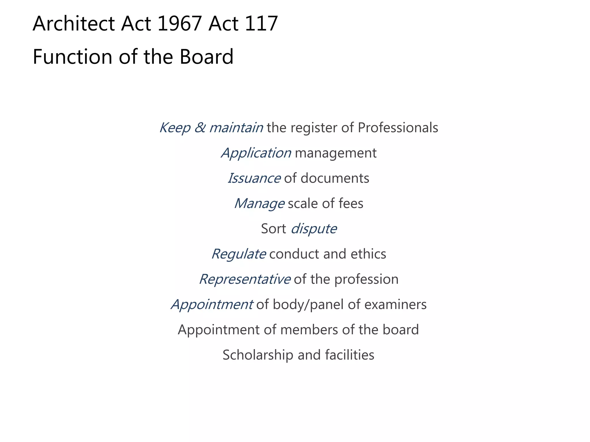 Malaysia's Architect Act 1967 & Architect Rules 1996 (amended 2010) | PPTX