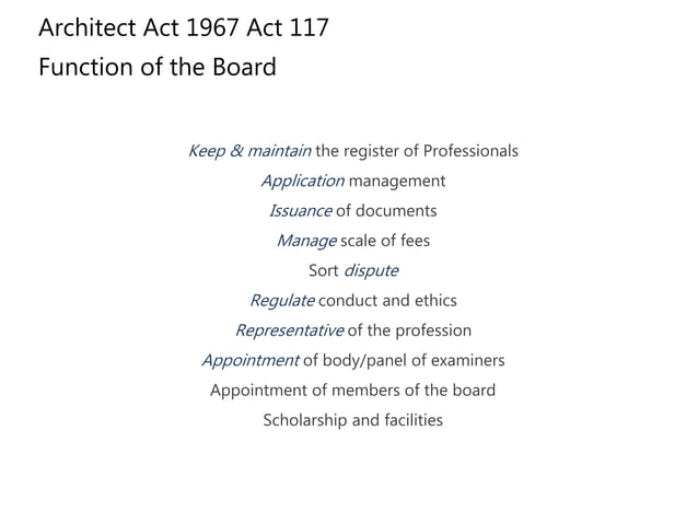 Malaysia's Architect Act 1967 & Architect Rules 1996 (amended 2010 ...