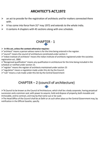 Architect act by my friend neeru hooda | PPTX