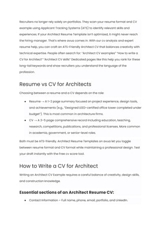 Architect Resume Examples & Writing Guide for 2025 | PDF