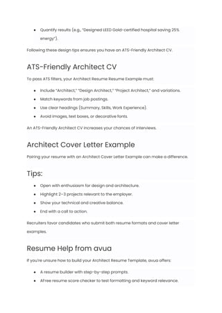 Architect Resume Examples & Writing Guide for 2025 | PDF