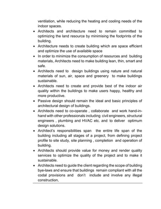 Role and Relevance of Architects and architecture in Sustainability | DOCX