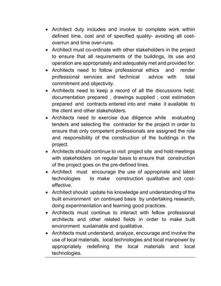 Role and Relevance of Architects and architecture in Sustainability | DOCX