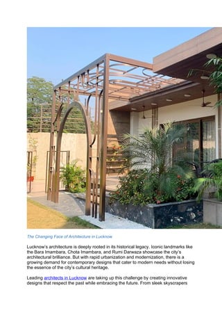 Architects in Lucknow: Shaping the Future of Urban Design | PDF