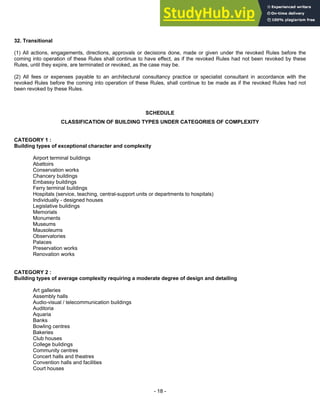 ARCHITECTS (SCALE OF MINIMUM FEES) RULES 2010 ARRANGEMENT OF RULES | PDF