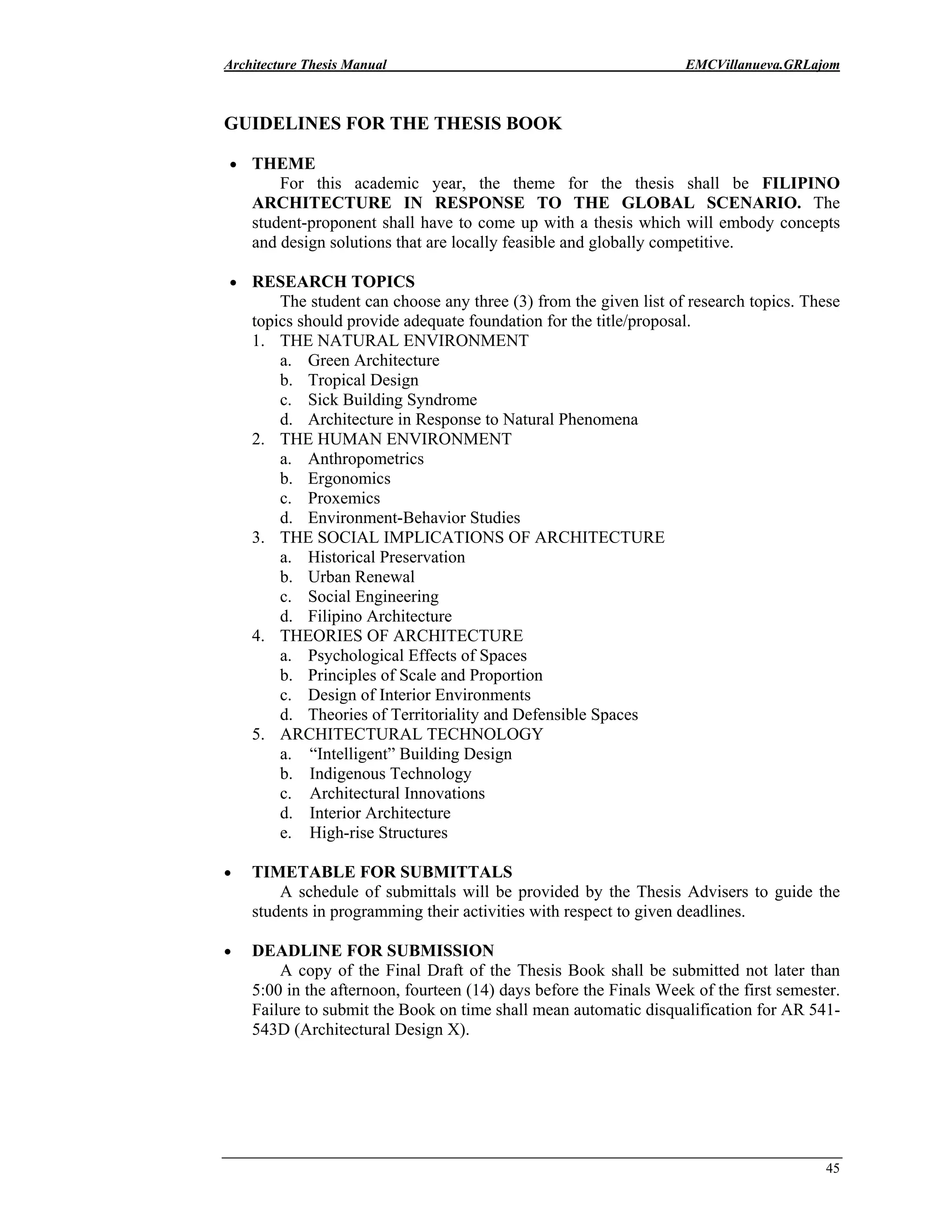 Architectural thesis-manual | PDF