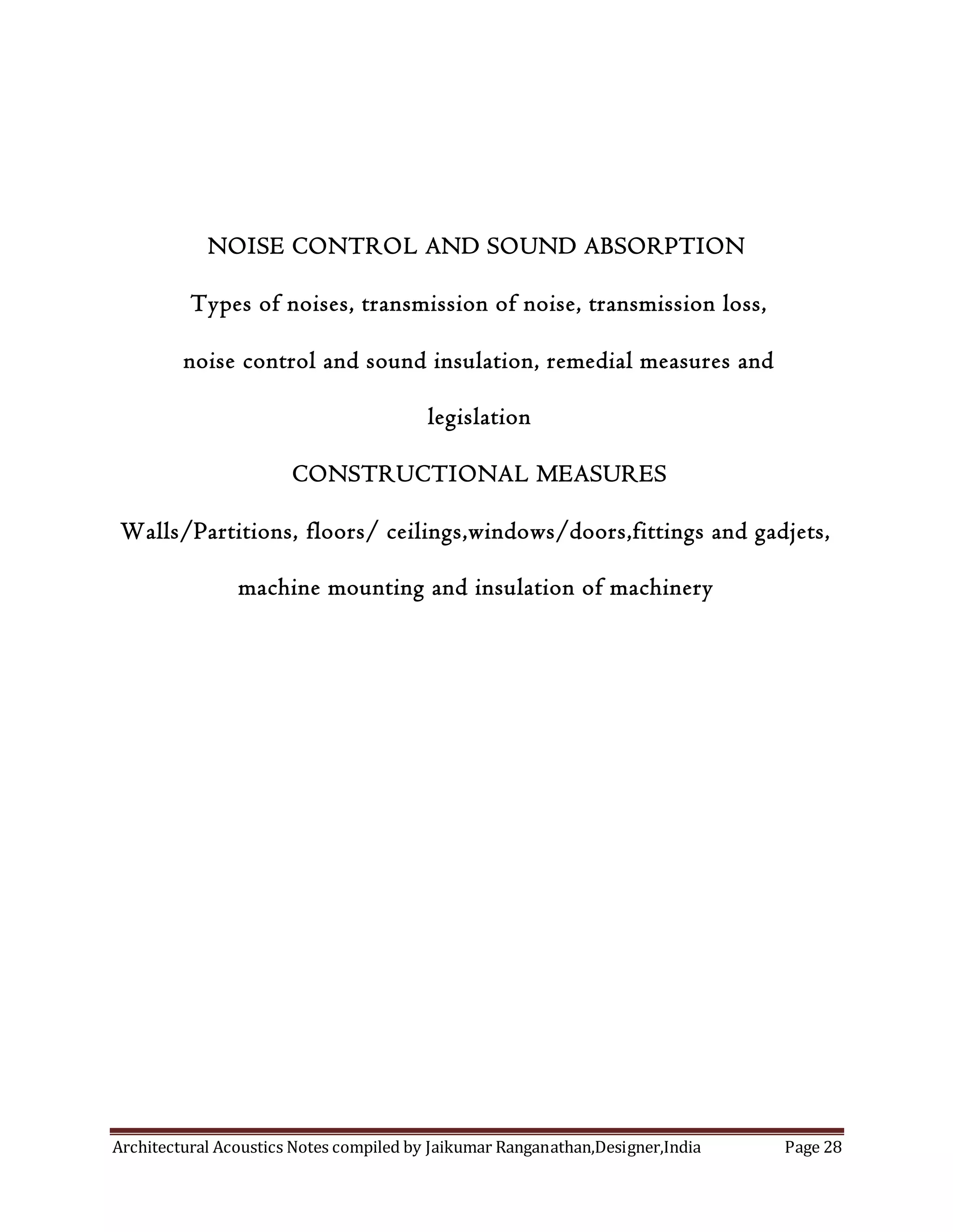 Architectural acoustic notes | PDF
