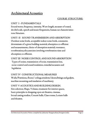 Architectural acoustic notes | PDF