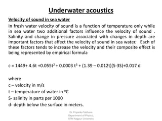 Architectural acoustics, underwater acoustics | PPTX